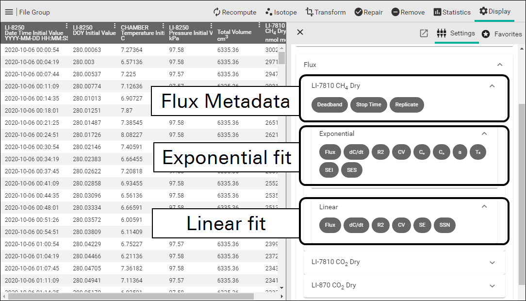 SoilFluxPro Software 5 | Data Interaction bar